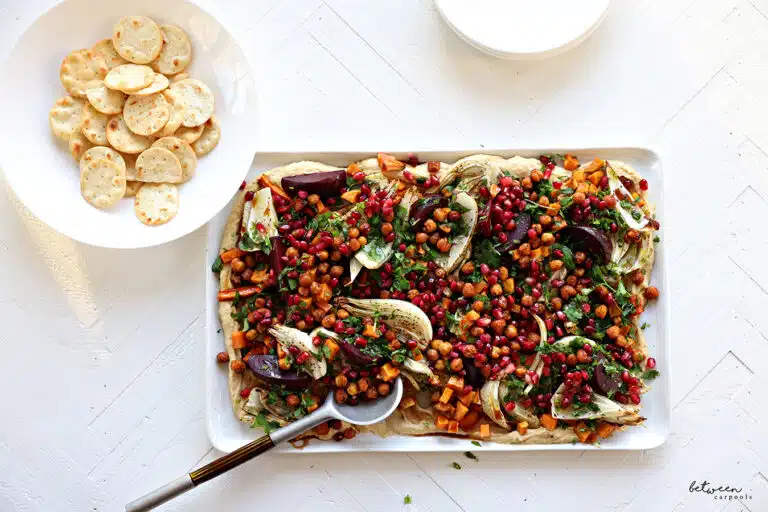 Roasted Veggie Chummus Platter - Between Carpools