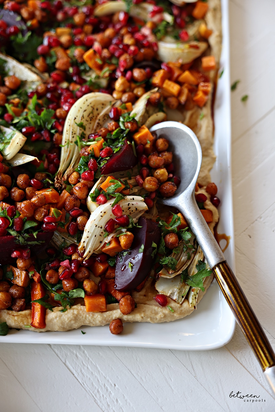 Roasted Veggie Chummus Platter - Between Carpools